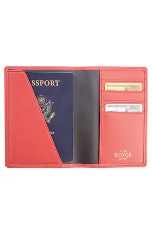 ROYCE NEW YORK Rfid Leather Passport Case - Red