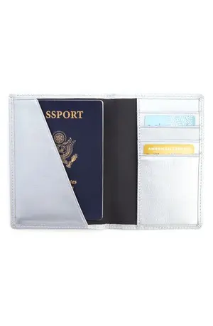 ROYCE NEW YORK Rfid Leather Passport Case - Silver