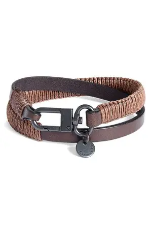 Caputo & Co Hand-knotted Leather Double Wrap Bracelet - Brown