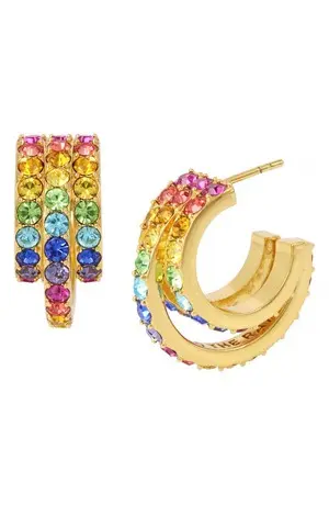 Kurt Geiger Three Row Pavé Hoop Earrings - Rainbow Multi