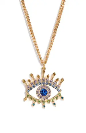 Kurt Geiger Evil Eye Pendant Necklace - Blue Multi