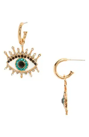 Kurt Geiger Evil Eye Huggie Drop Earrings - Teal