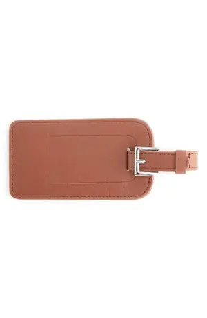ROYCE NEW YORK Leather Luggage Tag - Tan