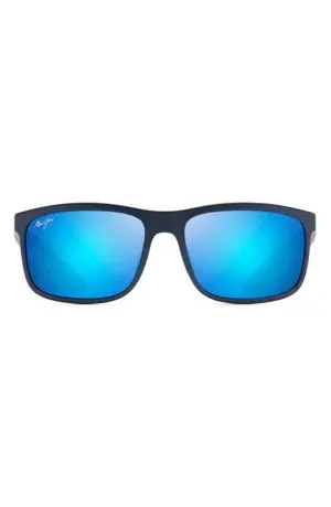 Maui Jim Huelo 58mm Rectangular Sunglasses - Dark Blue/blue Hawaii