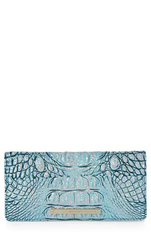 Brahmin 'ady' Croc Embossed Continental Wallet Artic Blue