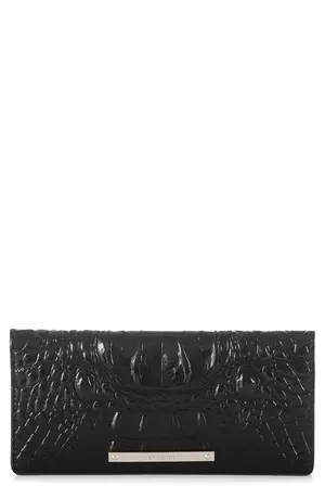 Brahmin 'ady' Croc Embossed Continental Wallet Black