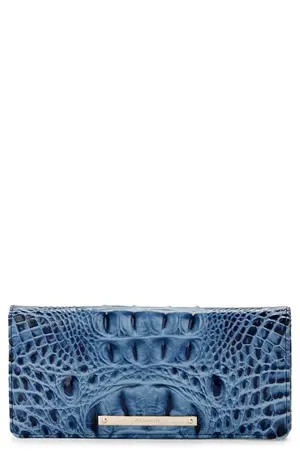Brahmin 'ady' Croc Embossed Continental Wallet Blue Serenade