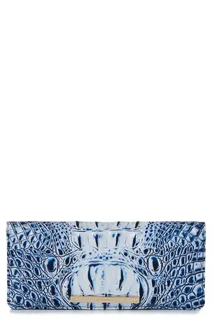 Brahmin 'ady' Croc Embossed Continental Wallet Coastal Blue