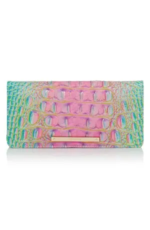 Brahmin 'ady' Croc Embossed Continental Wallet Cotton Candy