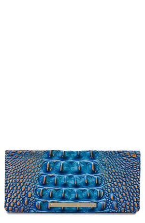 Brahmin 'ady' Croc Embossed Continental Wallet Deep Azure