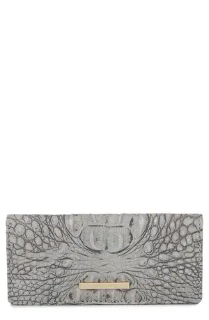 Brahmin 'ady' Croc Embossed Continental Wallet Fairest Grey