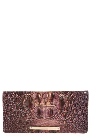 Brahmin 'ady' Croc Embossed Continental Wallet Fig Jam