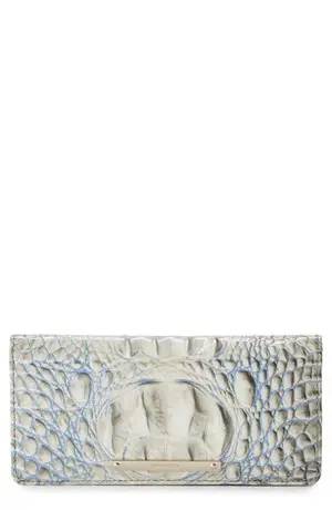 Brahmin 'ady' Croc Embossed Continental Wallet Mindful Grey