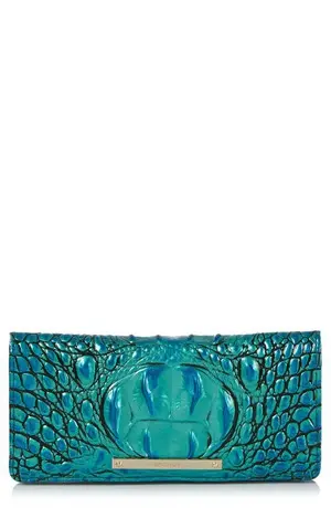 Brahmin 'ady' Croc Embossed Continental Wallet Peacock Melbourne