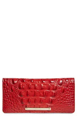 Brahmin 'ady' Croc Embossed Continental Wallet Scarlet