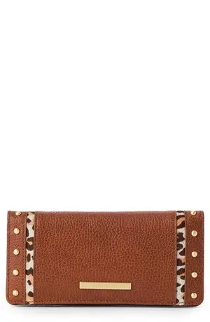 Brahmin 'ady' Croc Embossed Continental Wallet Tobacco