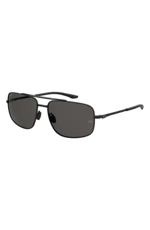Under Armour 59mm Polarized Aviator Sunglasses - Matte Black