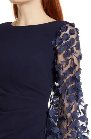 Eliza J Floral Appliqué Trumpet Gown