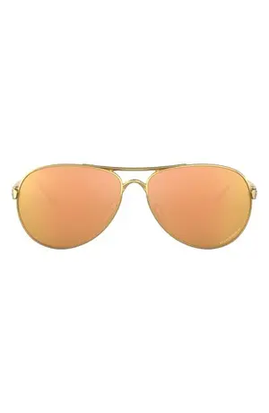 Oakley 59mm Polarized Aviator Sunglasses - Polished Gold/prizm Rose Gold