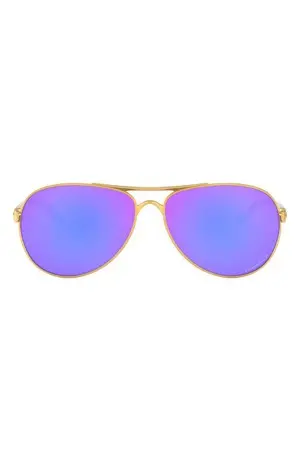 Oakley 59mm Polarized Aviator Sunglasses - Satin Gold/prizm Violet