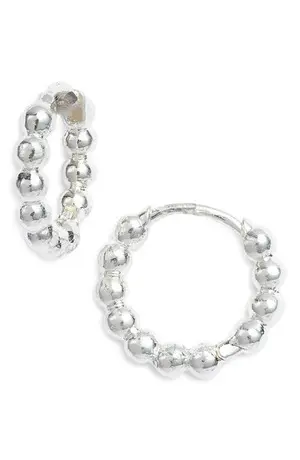 Estée Lauder Beaded Mini Huggie Hoop Earrings - Silver