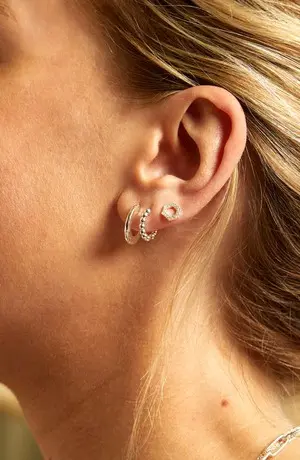 Estée Lauder Beaded Mini Huggie Hoop Earrings