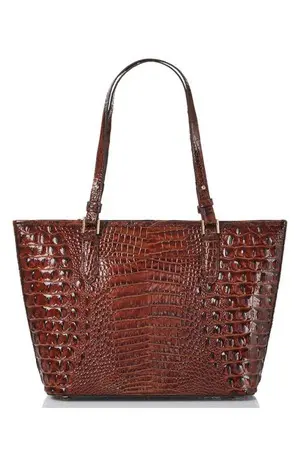 Brahmin Medium Asher Croc Embossed Leather Tote - Pecan