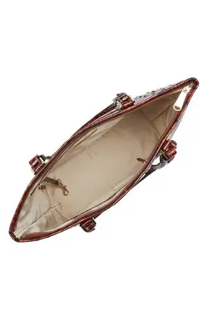 Brahmin Medium Asher Croc Embossed Leather Tote - Pecan