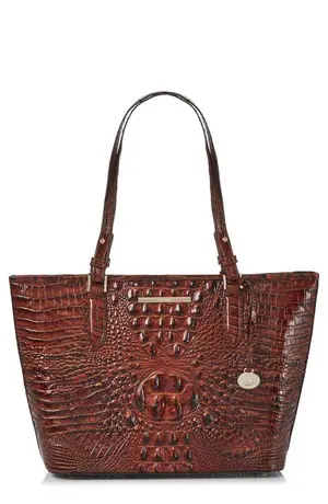 Brahmin Medium Asher Croc Embossed Leather Tote - Pecan