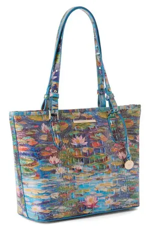 Brahmin Medium Asher Croc Embossed Leather Tote - Waterlily