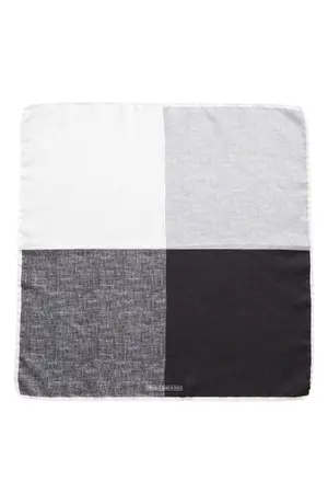 Nordstrom Colorblock Silk Pocket Square - Black
