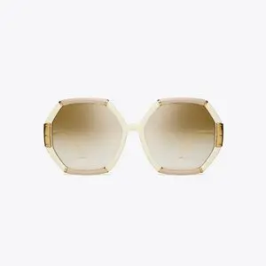 Tory Burch Eleanor Geometric Sunglasses - Beige/ivory