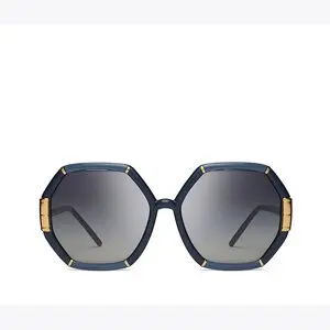 Tory Burch Eleanor Geometric Sunglasses Navy Blue