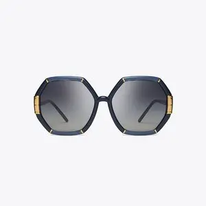 Tory Burch Eleanor Geometric Sunglasses Navy