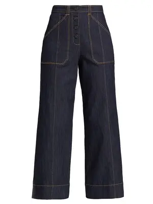 Cinq À Sept Benji Mid-rise Wide-leg Jeans - Indigo