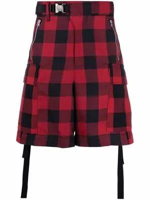 Sacai Check-print Cargo Shorts