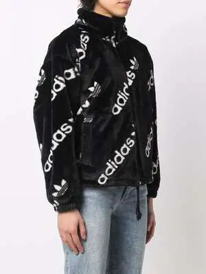 Adidas Logo-print Faux-fur Jacket