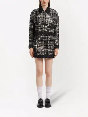 Prada Re-nylon Cropped Tweed Jacket