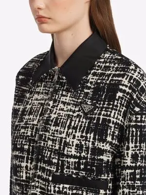 Prada Re-nylon Cropped Tweed Jacket