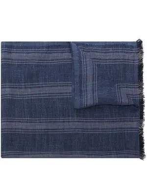 BRUNELLO CUCINELLI Striped Silk-blend Scarf
