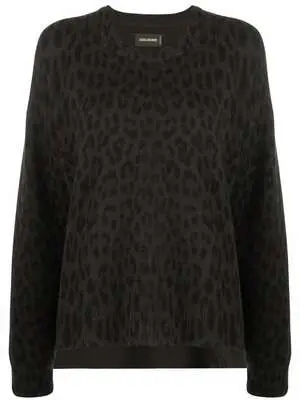 Zadig&Voltaire Markus Leopard Cashmere Jumper Green