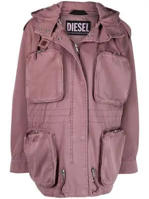 DIESEL® Cotton-linen Blend Cargo Pocket Hooded Jacket