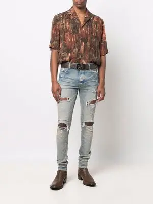 Amiri Distressed Skinny Jeans - Blue