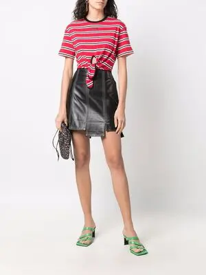 MSGM Striped Tie-waist T-shirt