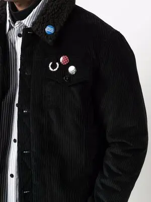 Raf Simons X Fred Perry Contrast-Collar Corduroy Jacket In Black