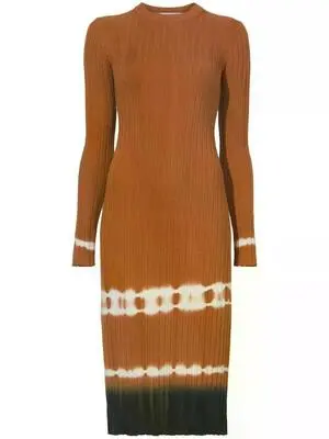 Proenza Schouler White Label Ribbed-knit Tie-dye Midi Dress - Brown