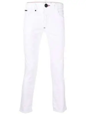 Philipp Plein Embroidered-logo Slim-fit Jeans - White