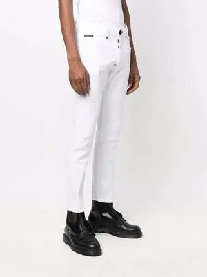 Philipp Plein Embroidered-logo Slim-fit Jeans - White