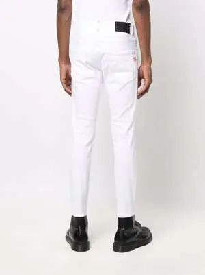 Philipp Plein Embroidered-logo Slim-fit Jeans - White