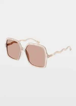 Chloé Wavy Rectangle Sunglasses Havana